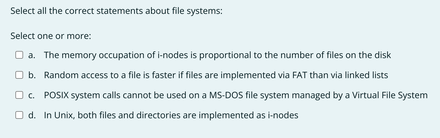 Solved Select all the correct statements about file | Chegg.com