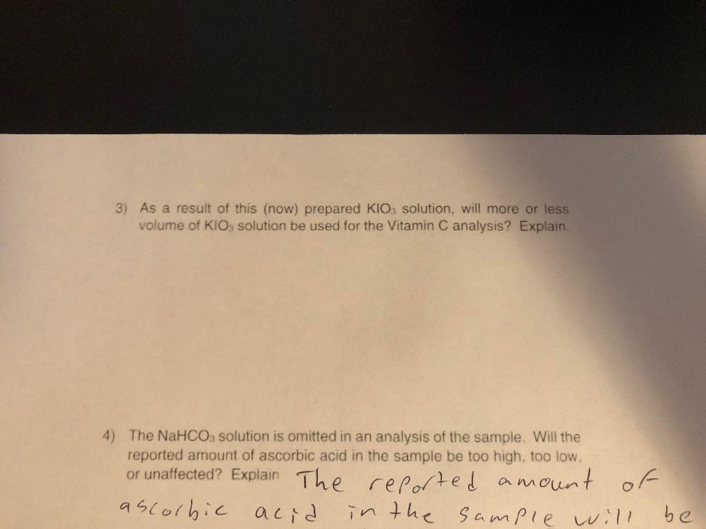 3) As a result of this (now) prepared KIO3 solution, | Chegg.com