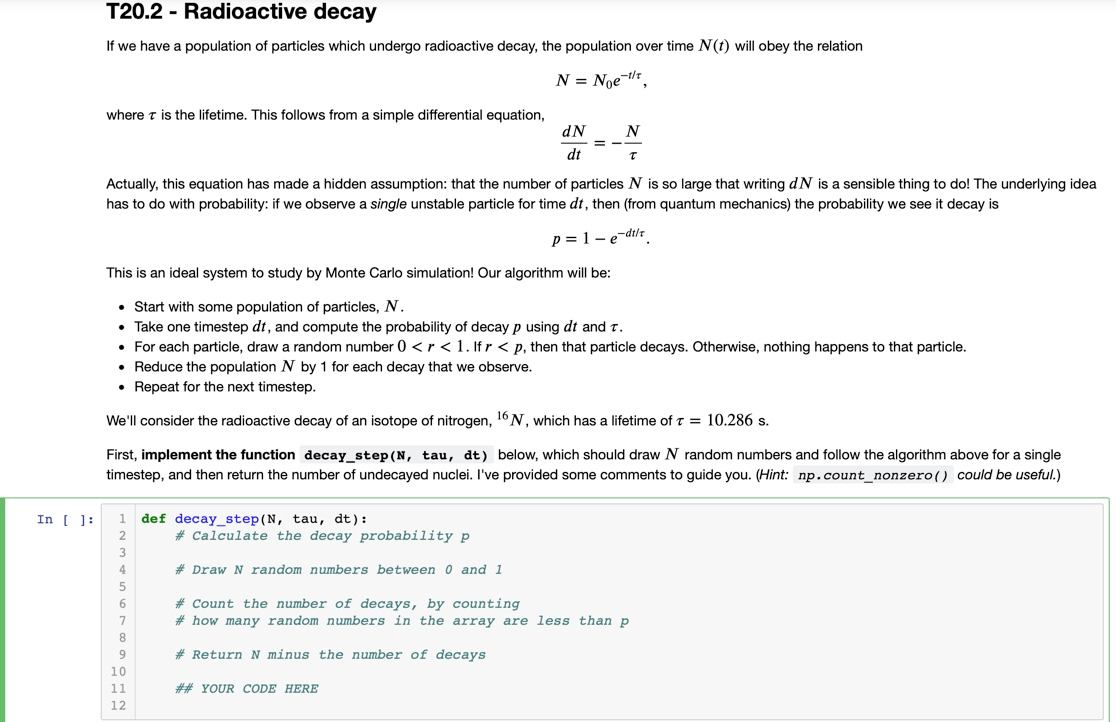 Solved T20.2 - Radioactive decay If we have a population of | Chegg.com