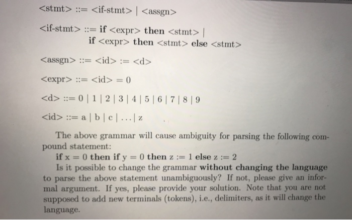 Solved ::= | ::= if then | if then else | Chegg.com