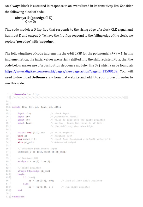 CLOCK Implementing the LFSR in Verilog In this lab, | Chegg.com