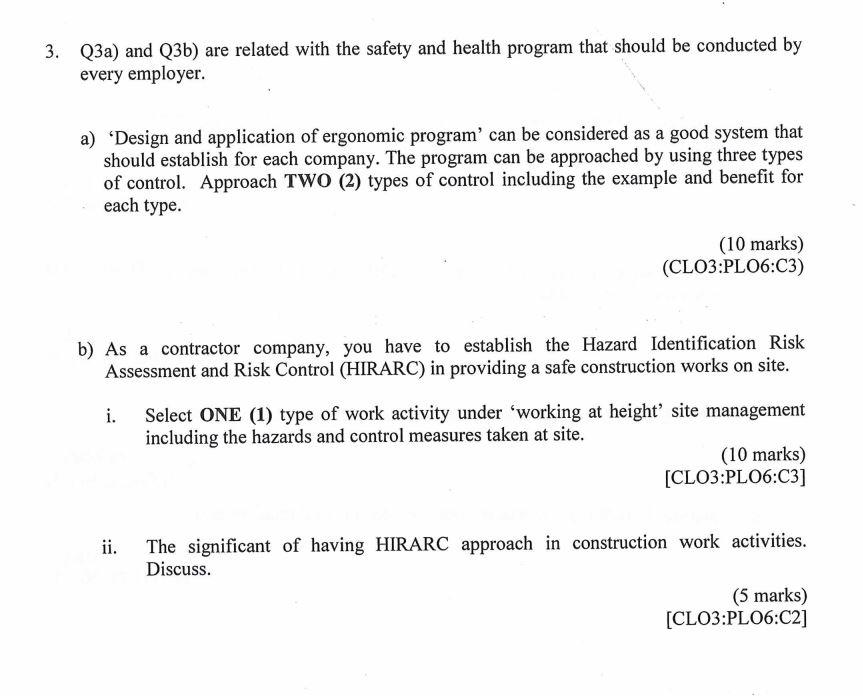 3. Q3a) and Q3b) are related with the safety and | Chegg.com
