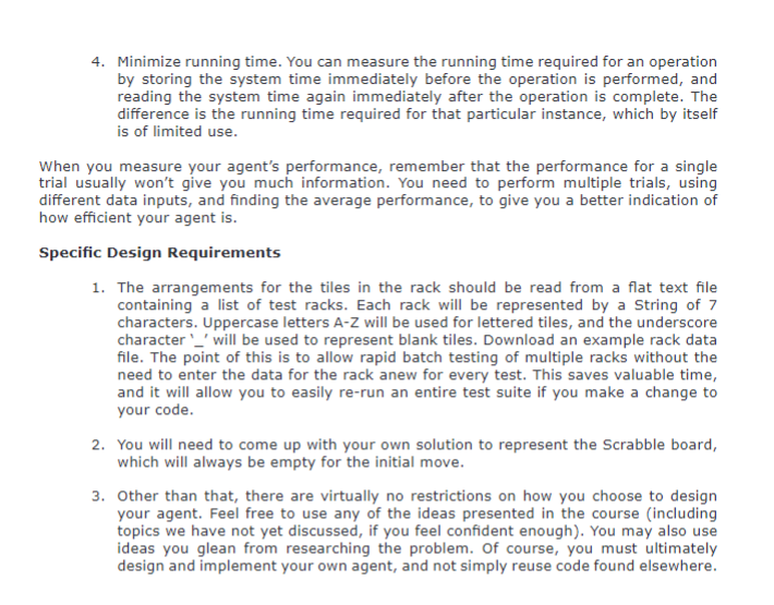 Solved Part I Develop a ScrabbleAgent to find the optimal | Chegg.com