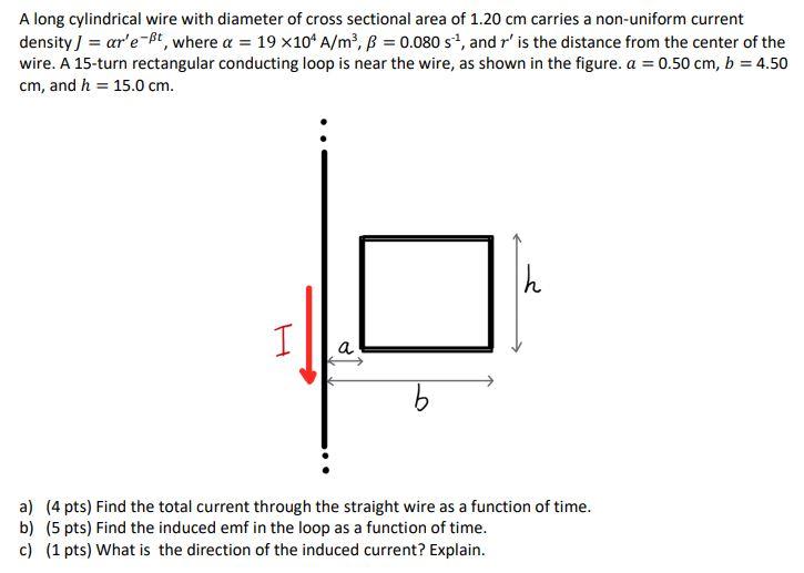 Solved A long cylindrical wire with diameter of cross | Chegg.com