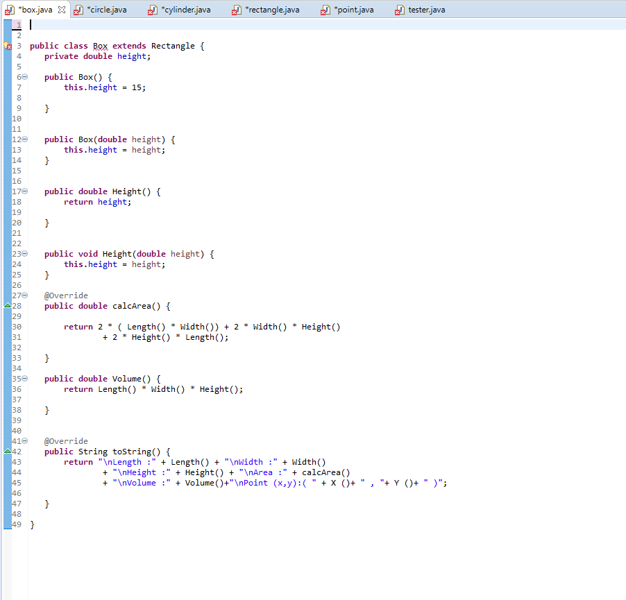 Solved 5 *cylinder.java *rectangle.java *point.java | Chegg.com