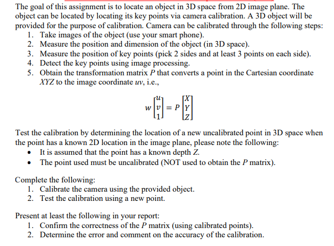 Solved The goal of this assignment is to locate an object in | Chegg.com