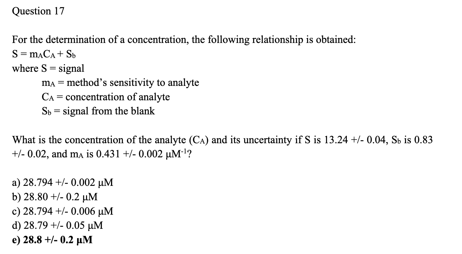 Solved Question 8 a The reported value for a Standard | Chegg.com