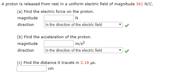 Solved A Proton Is Released From Rest In A Uniform Electric