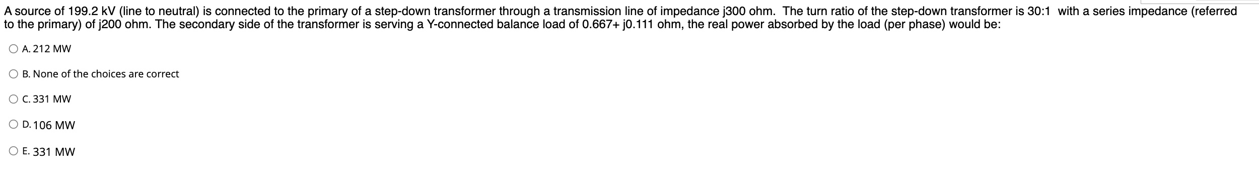 Solved A source of 199.2kV (line to neutral) ﻿is connected | Chegg.com