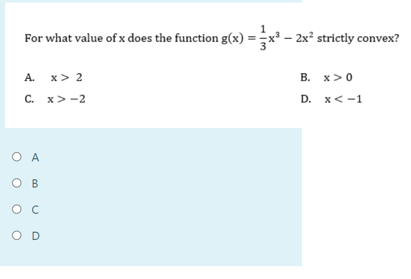 Solved For what value of x does the function g(x)=31x3−2x2 | Chegg.com