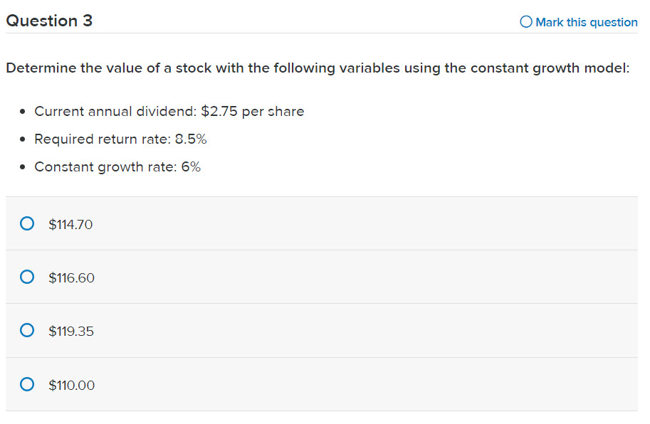 Solved Question 3 O Mark this question Determine the value | Chegg.com