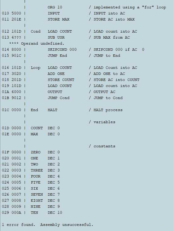 Solved How would I fix this Marie code? I am getting an | Chegg.com