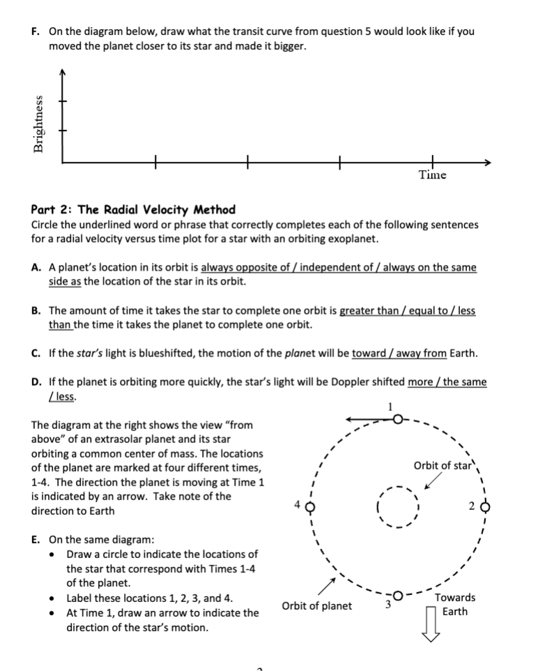 Part 1: The Transit Method Circle the underlined word | Chegg.com