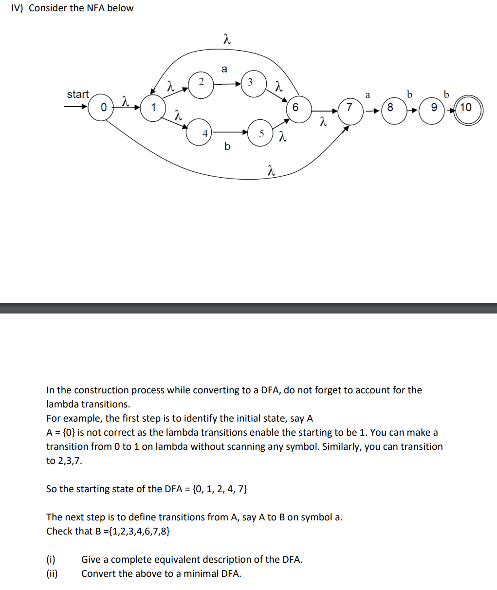 Solved Consider the NFA in the pictureIn the construction | Chegg.com