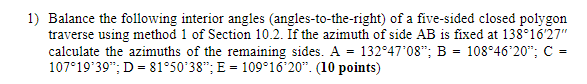 Solved Balance the following interior angles | Chegg.com
