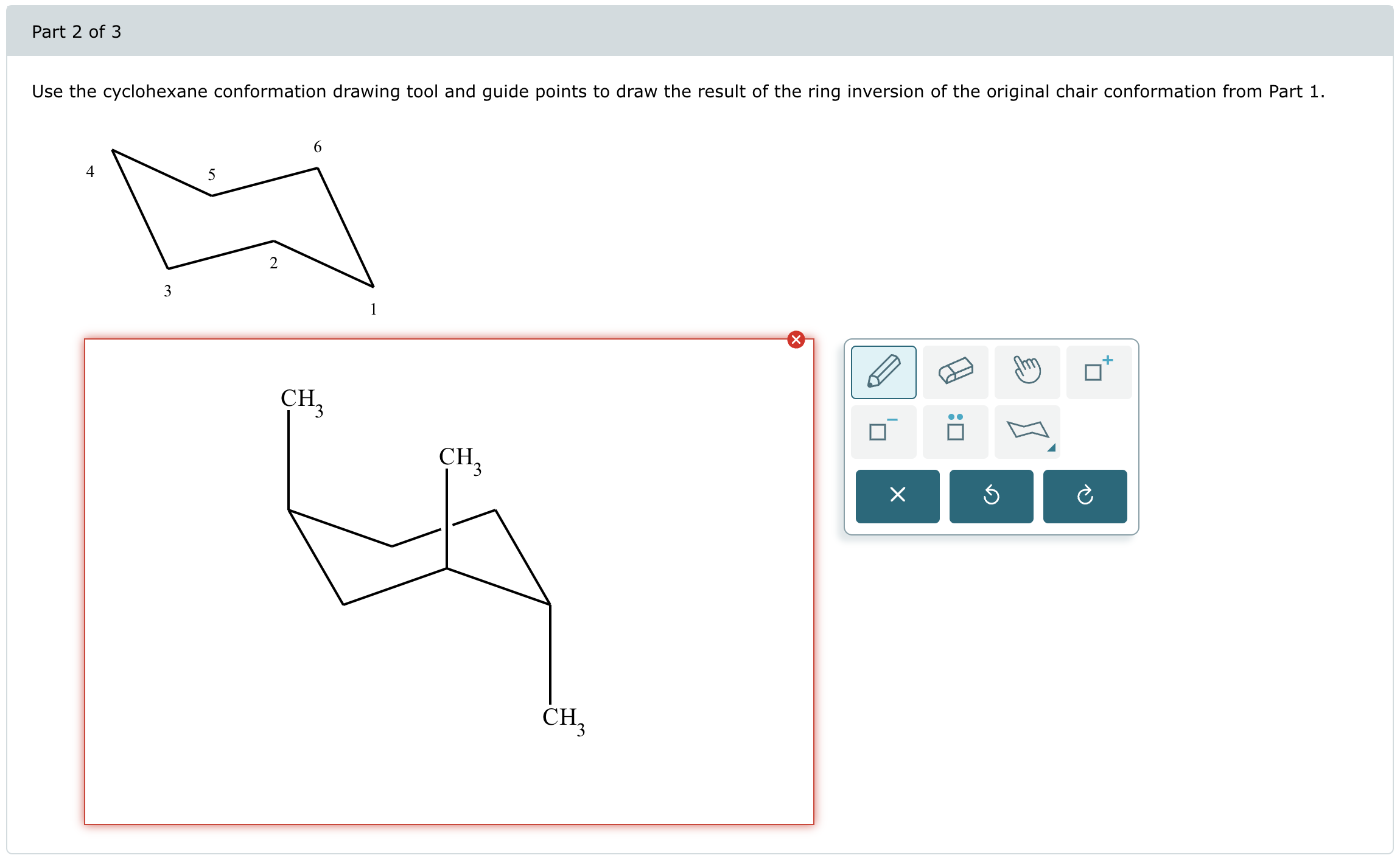 Part 2 ﻿of 3Use the cyclohexane conformation drawing | Chegg.com