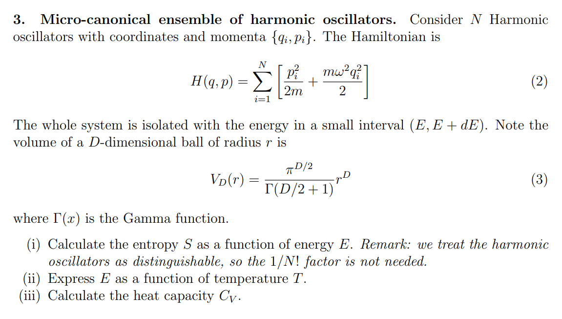 Solved Micro-canonical ensemble of ﻿harmonic oscillators. | Chegg.com