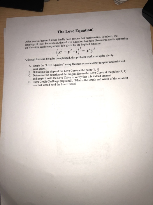 Solved The Love Equation! language of love. So much so, that | Chegg.com