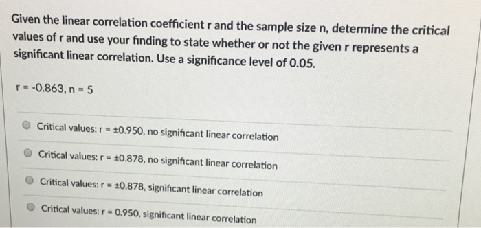 Solved Given the linear correlation coefficient r and the | Chegg.com