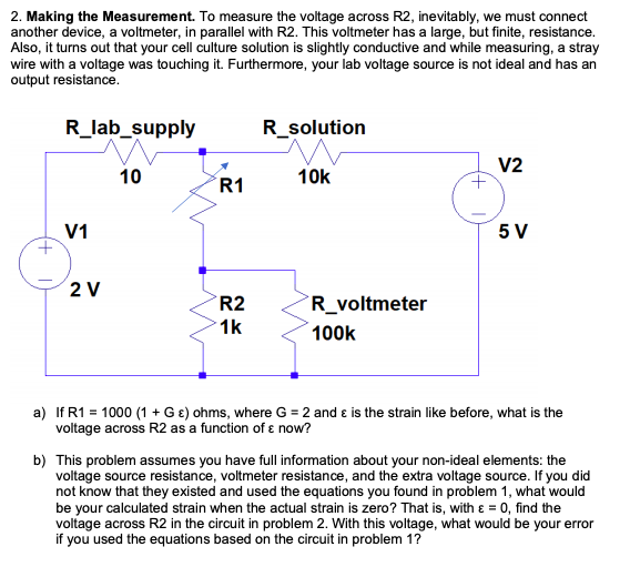 Solved 2. Making the Measurement. To measure the voltage | Chegg.com
