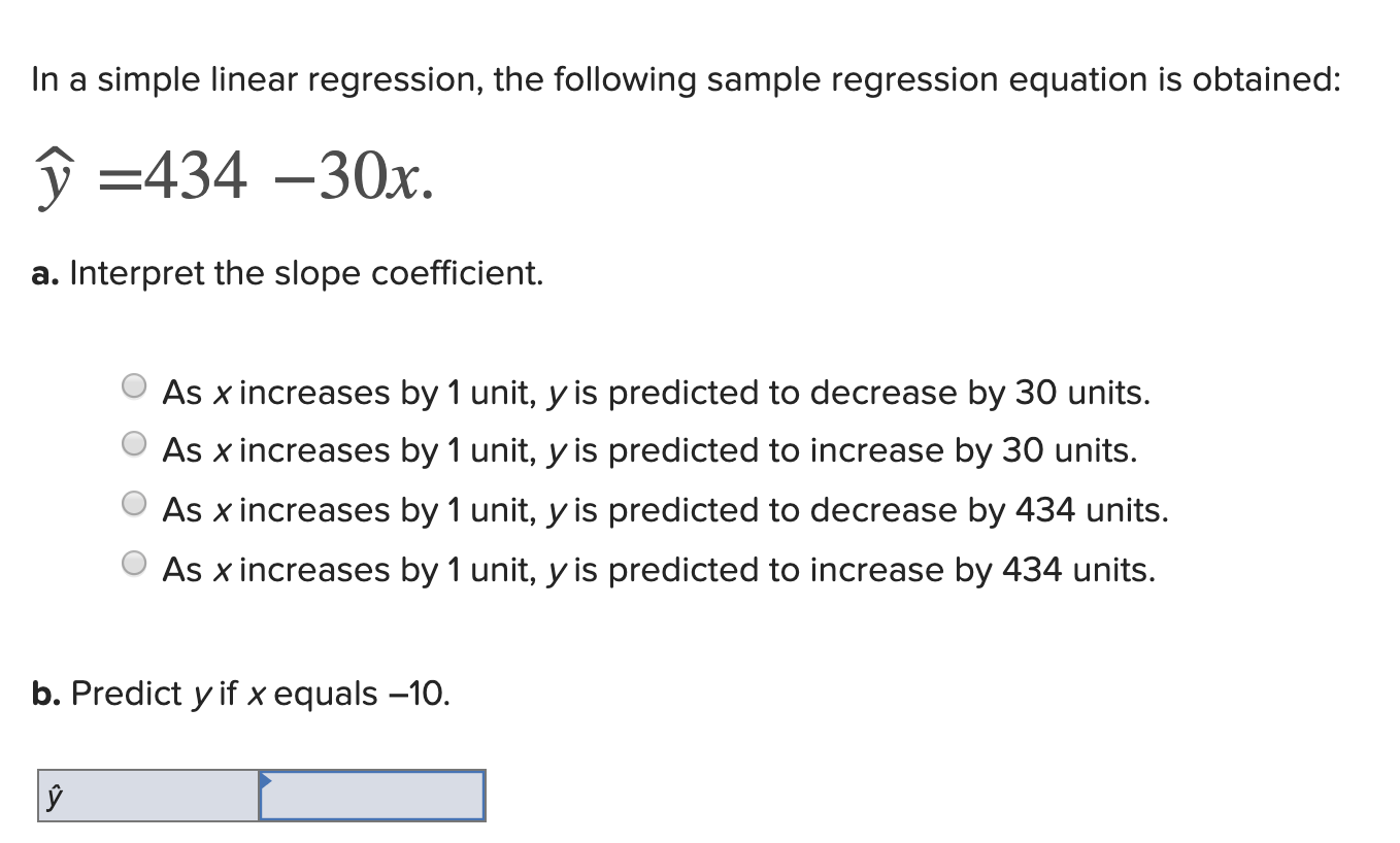 Solved In a simple linear regression, the following sample | Chegg.com