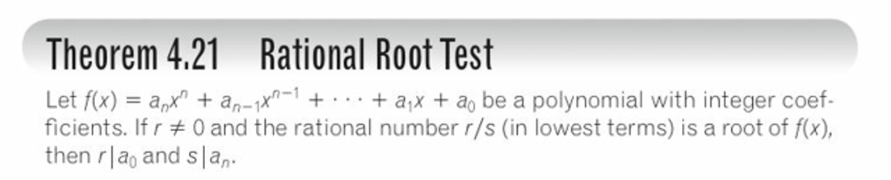 Solved 9. Verify that the Rational Root Test (Theorem 4.21) | Chegg.com