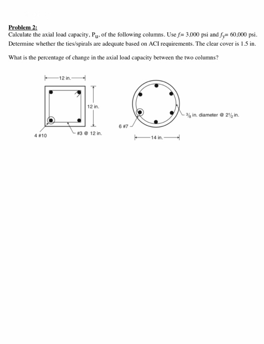 Solved Problem 2: Calculate the axial load capacity. Pu, of | Chegg.com