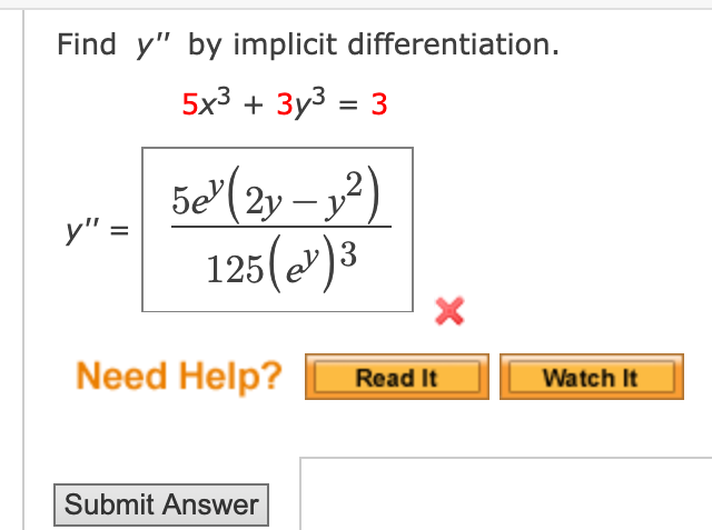 Solved Find y′′ by implicit differentiation. | Chegg.com