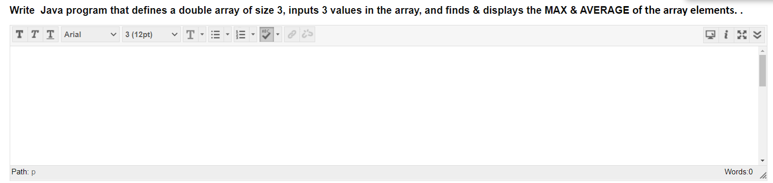 Solved Write Java program that defines a double array of | Chegg.com