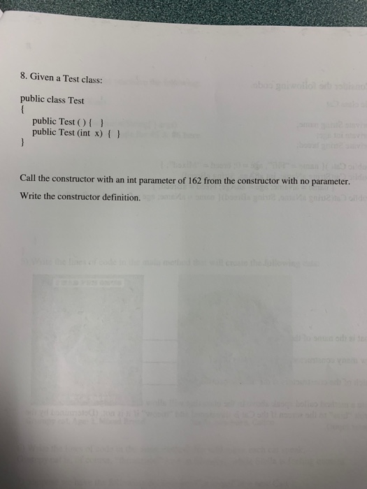 Solved 8. Given a Test class: public class Test public Test | Chegg.com