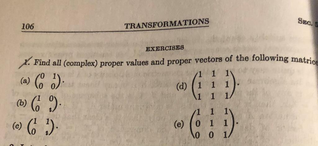 Solved Sec.S 106 TRANSFORMATIONS EXERCISES 1 1 (d) 1 1. Find | Chegg.com