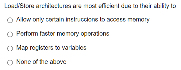 Solved Load/Store architectures are most efficient due to | Chegg.com