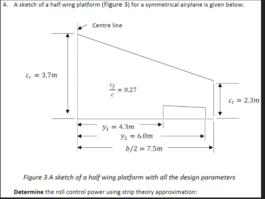 4. A sketch of a half wing platform (Figure 3) for a | Chegg.com