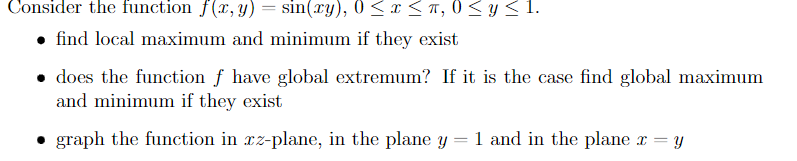 Solved Consider the function f(x, y) = sin(xy), 0 | Chegg.com