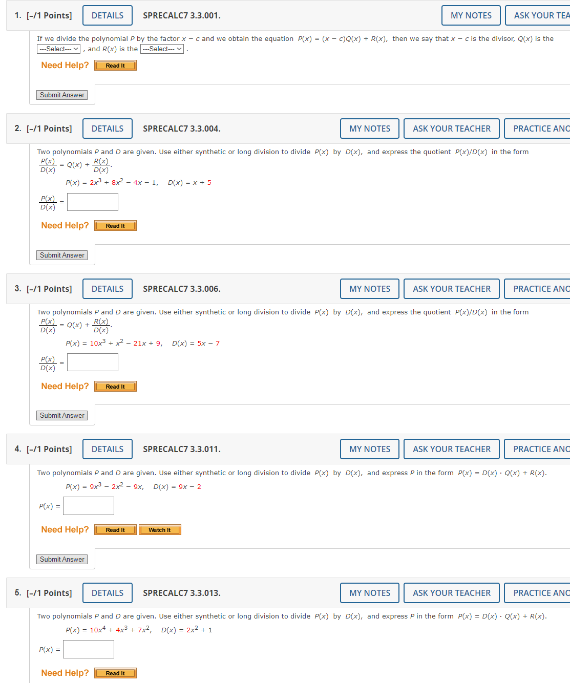 Solved If we divide the polynomial P by the factor x−c and | Chegg.com