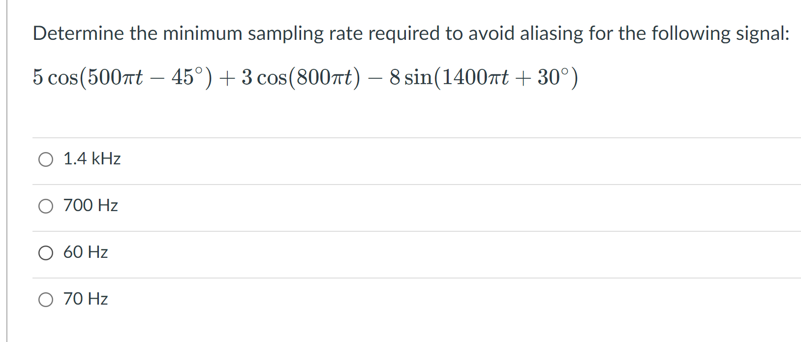 Solved Determine the minimum sampling rate required to avoid | Chegg.com