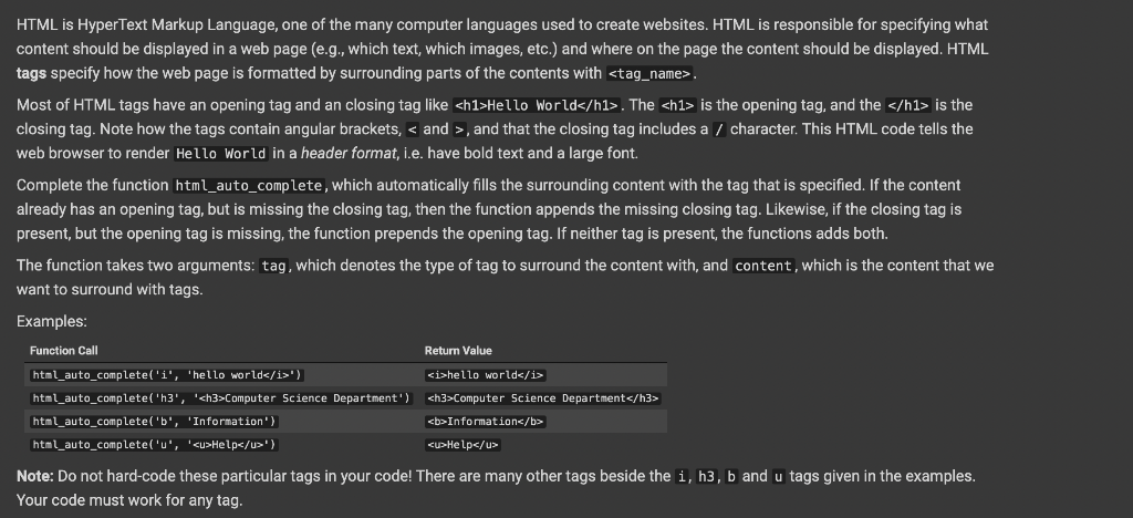 Solved HTML is HyperText Markup Language, one of the many | Chegg.com