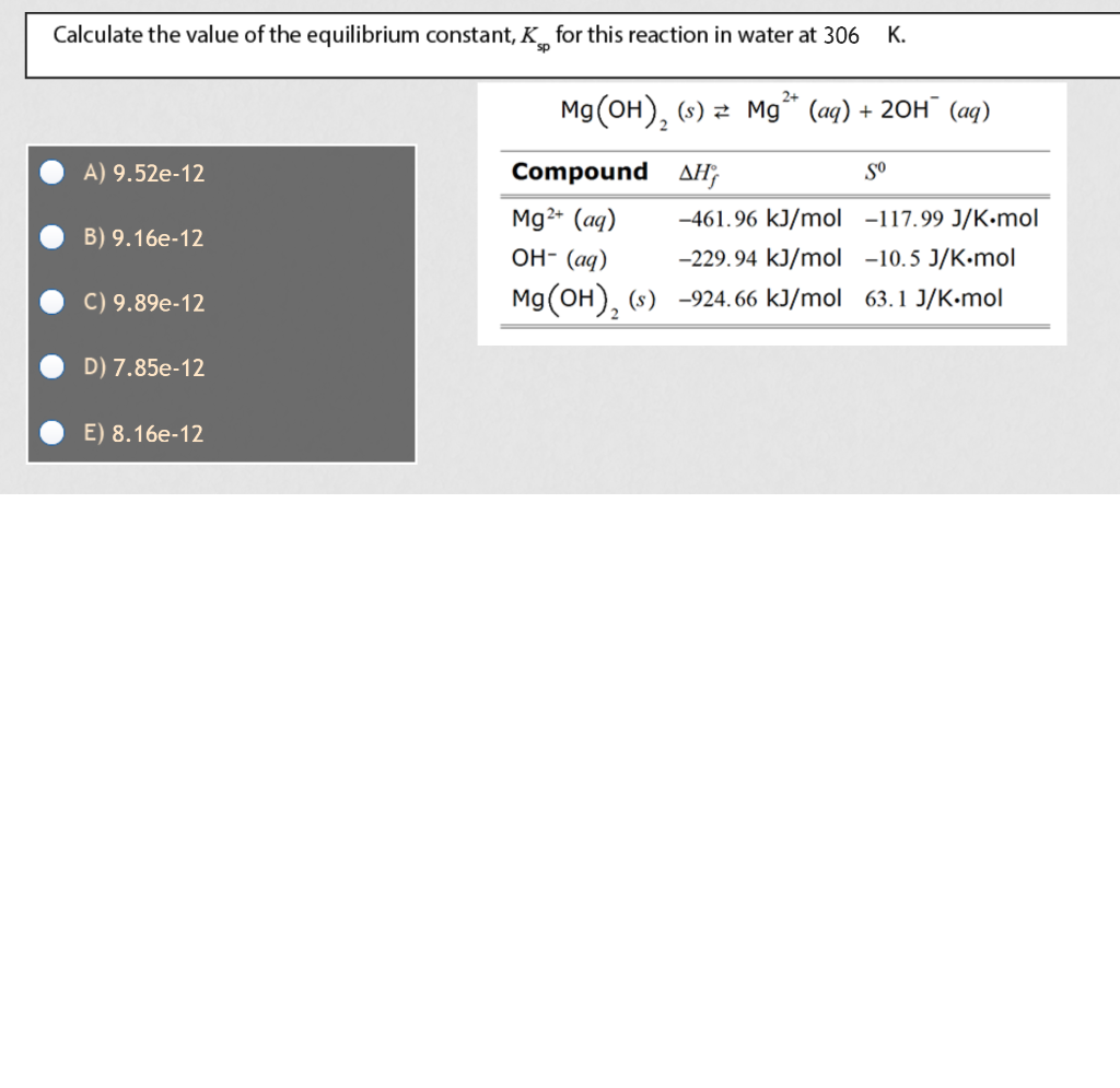 Solved Calculate the value of the equilibrium constant, Ks | Chegg.com