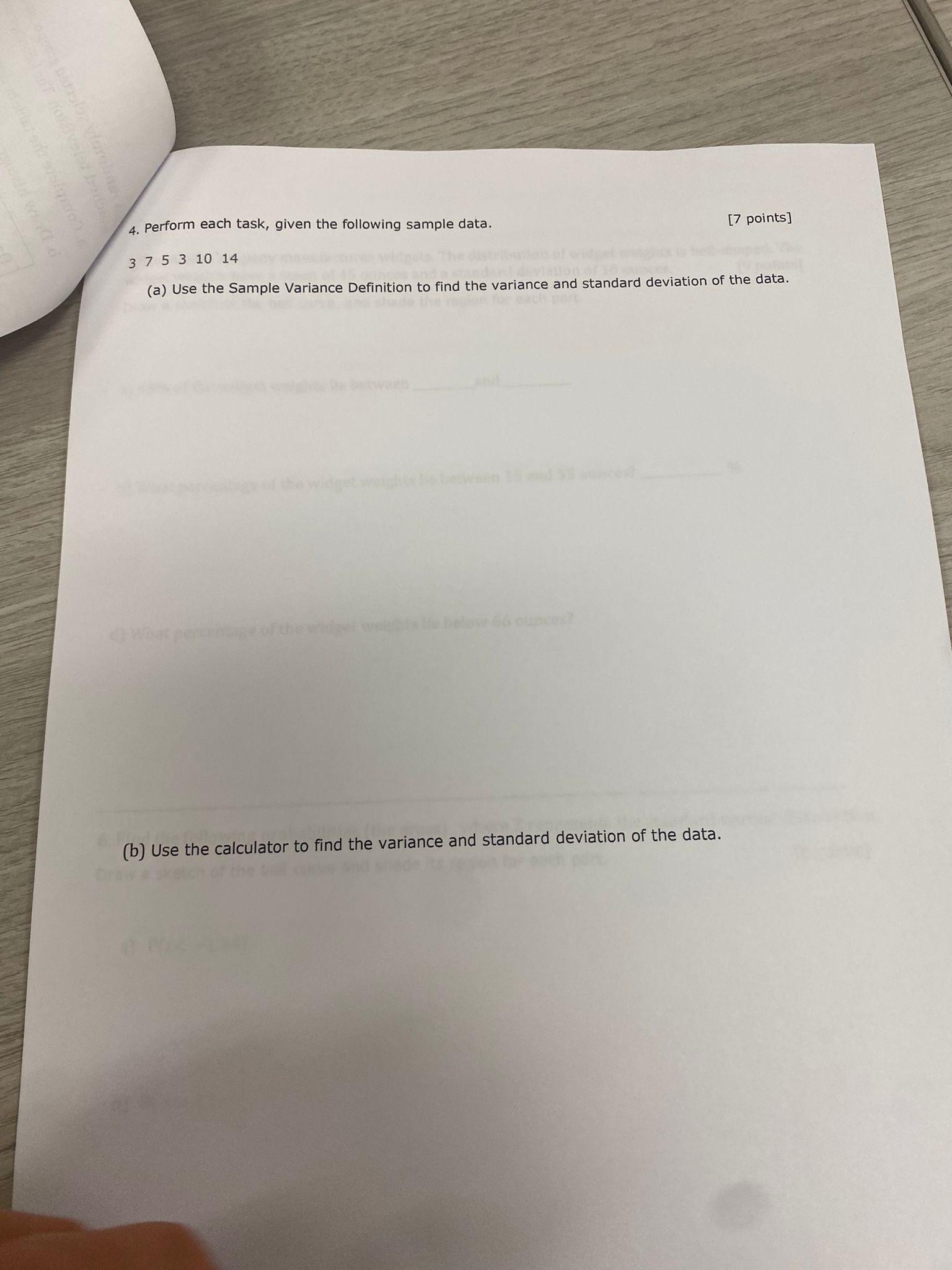 Solved 4. Perform each task, given the following sample | Chegg.com