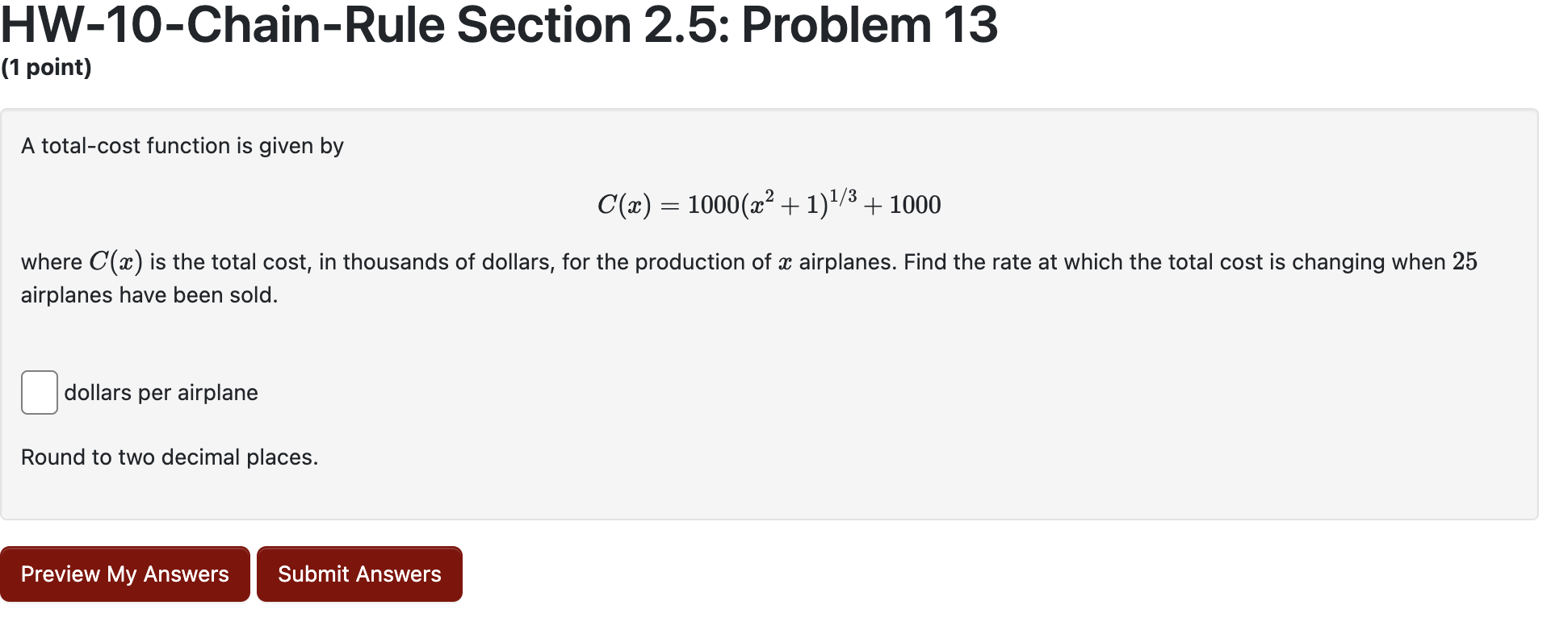 Solved HW-10-Chain-Rule Section 2.5: Problem 13 (1 point) A | Chegg.com