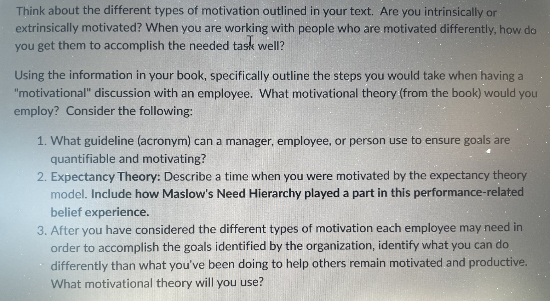 Solved Think about the different types of motivation | Chegg.com