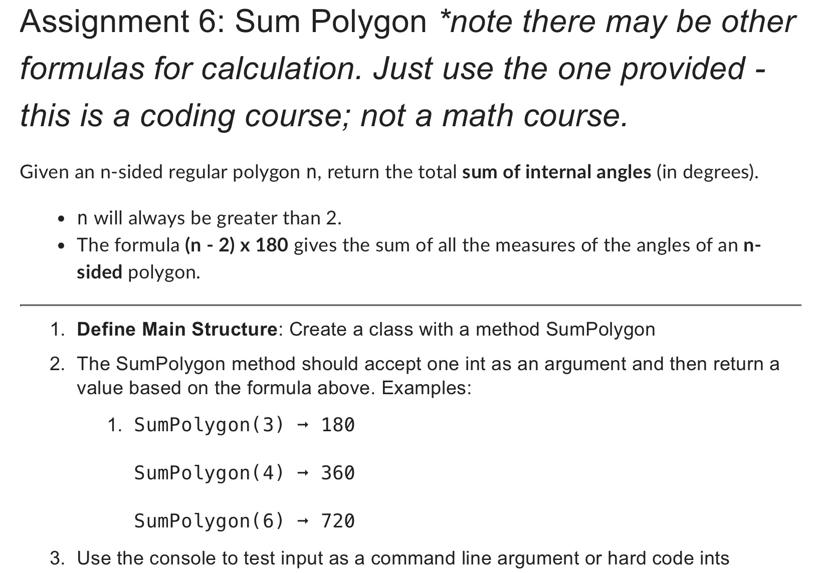 Solved C# program helpGiven an n-sided regular polygon n, | Chegg.com
