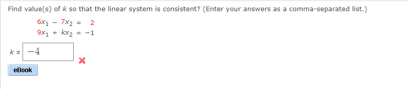 Solved Find value(s) of k so that the linear system is | Chegg.com