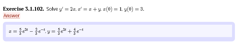 Solved Exercise 3.1.102. Solve y2, z y (0) 1 y(0) 3 Answer | Chegg.com