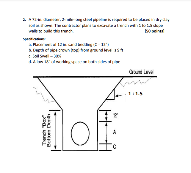 Solved 2. A 72 -in. diameter, 2 -mile-long steel pipeline is | Chegg.com