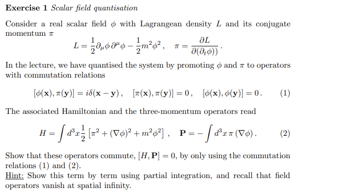 Solved Exercise 1 Scalar Field Quantisation Consider A Real