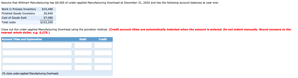 Solved Assume that Willmart Manufacturing has $9,500 of | Chegg.com