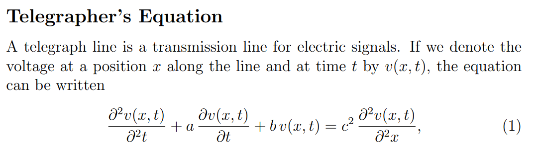 Solved Telegrapher's Equation A telegraph line is a | Chegg.com