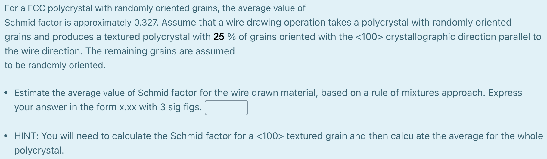 For a FCC polycrystal with randomly oriented grains, | Chegg.com