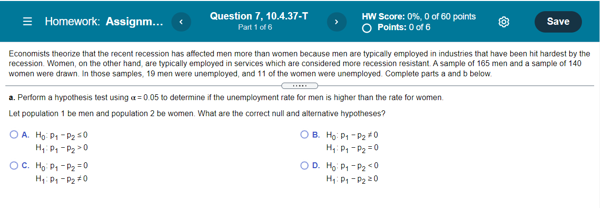 Solved = Homework: Assignm... Question 7, 10.4.37-T Part 1 | Chegg.com